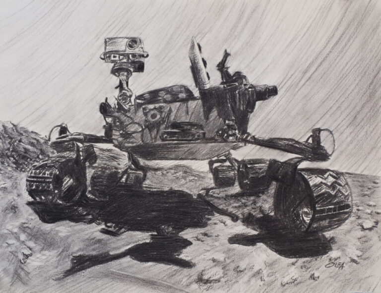 Mars rover charcoal drawing - The Futures Channel